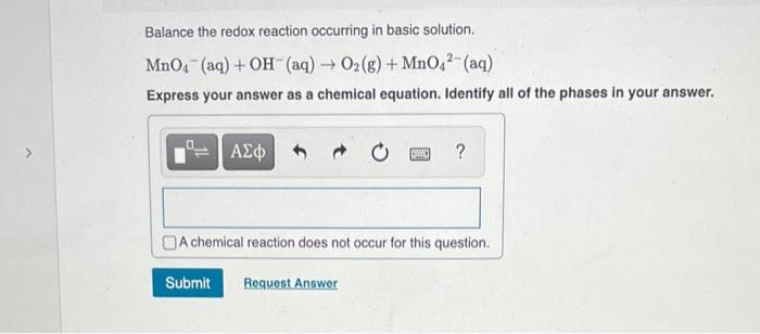 Solved Balance the redox reaction occurring in basic | Chegg.com