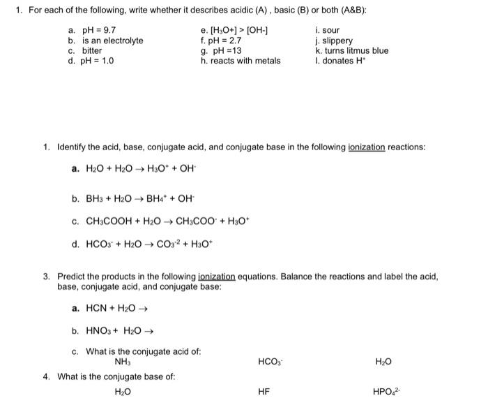 Solved 1. For each of the following, write whether it | Chegg.com