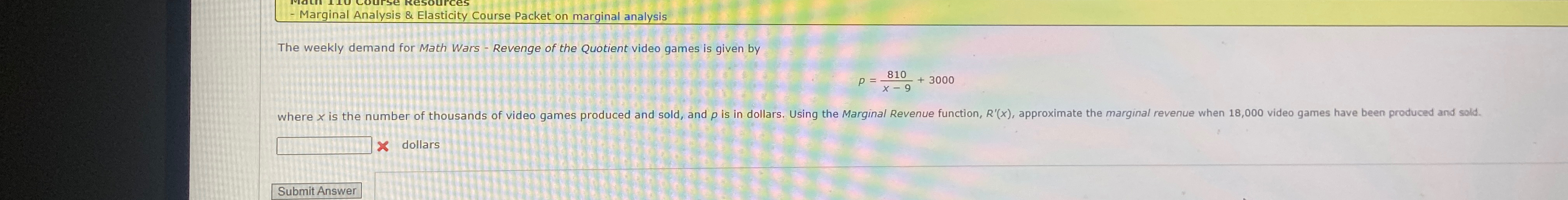 Solved Marginal Analysis & Elasticity Course Packet on | Chegg.com