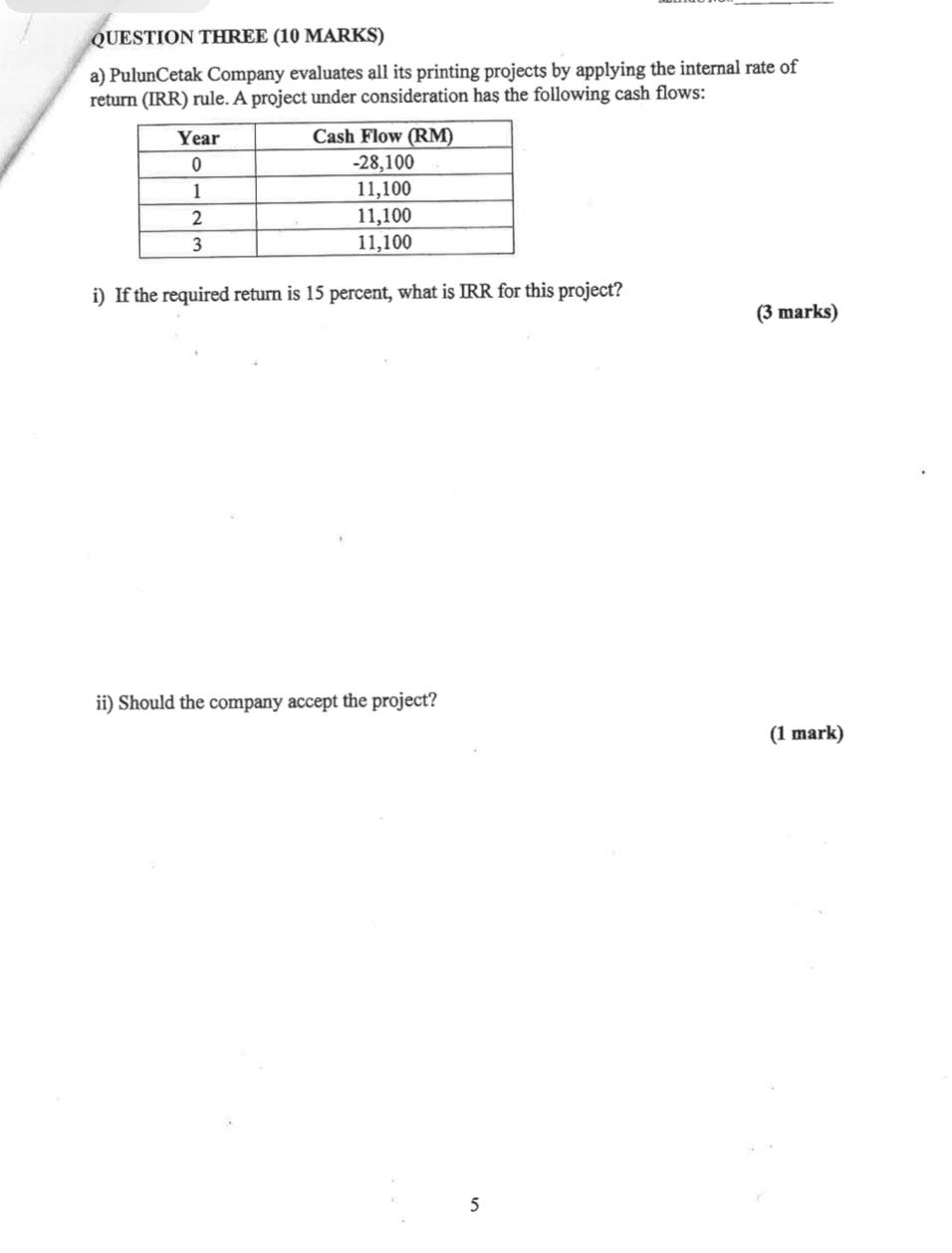 Solved QUESTION THREE (10 ﻿MARKS)a) ﻿PulunCetak Company | Chegg.com