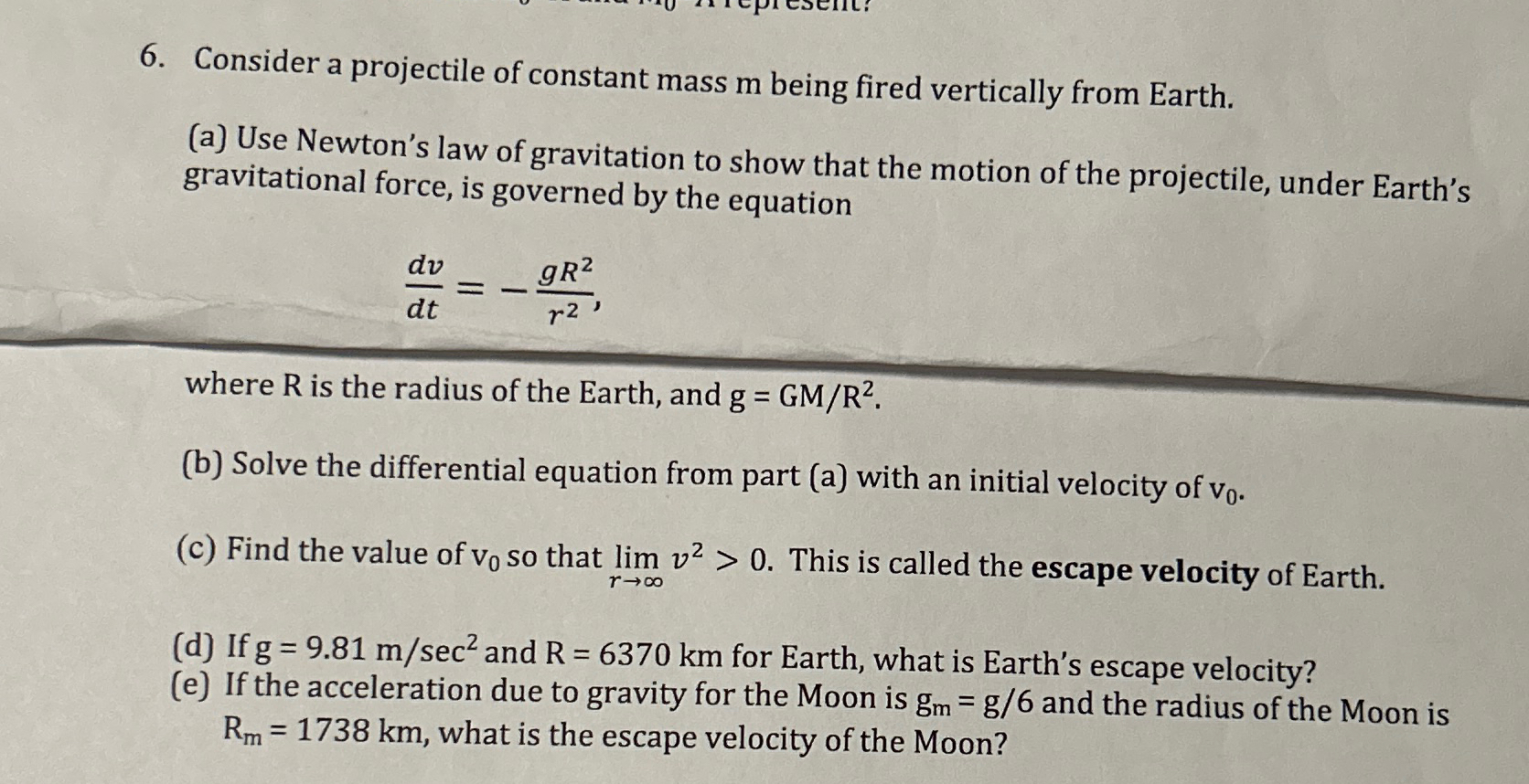 Solved Consider a projectile of constant mass m ﻿being fired | Chegg.com