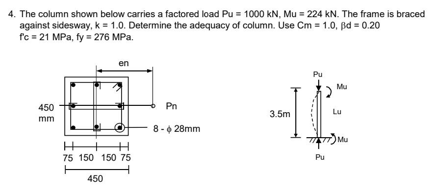 4. The column shown below carries a factored load Pu | Chegg.com