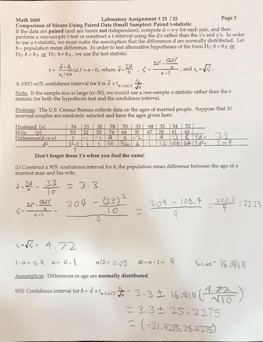 Solved Page 3 . and n n- Math 1600 Laboratory Assignment #21 | Chegg.com