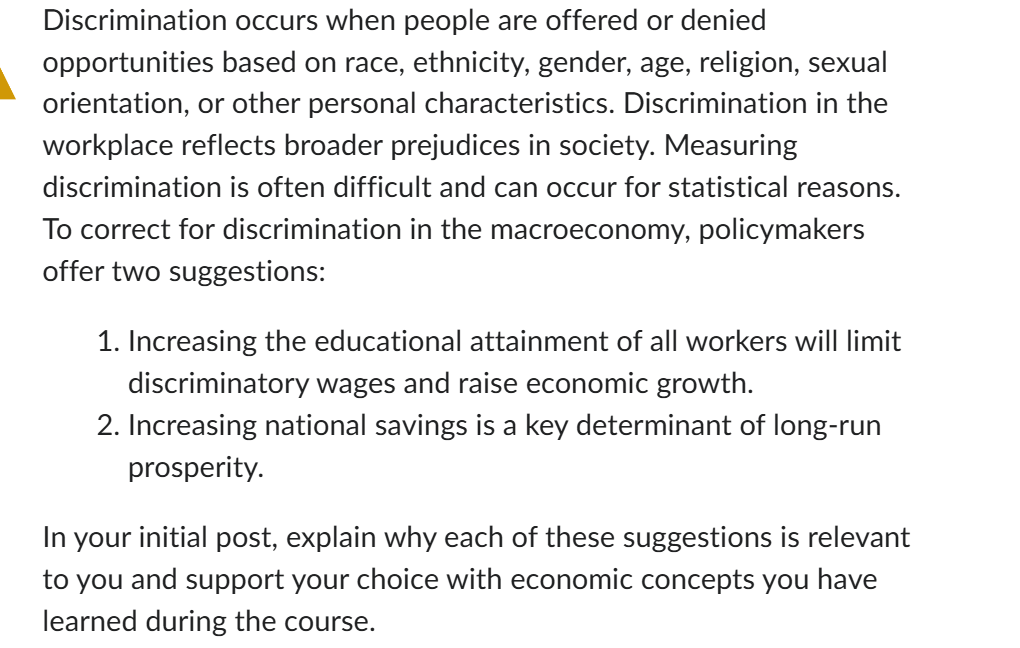 Solved Discrimination occurs when people are offered or | Chegg.com