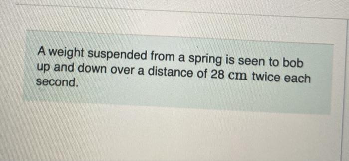 Solved A weight suspended from a spring is seen to bob up | Chegg.com
