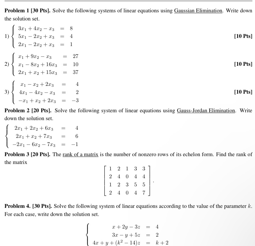 Solved Solve the following systems of linear equations using | Chegg.com