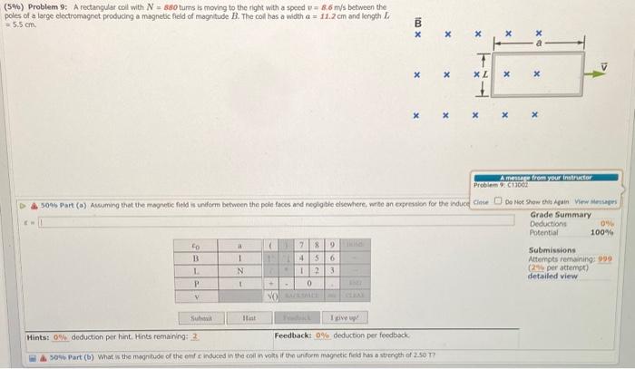 Solved (5\%) Problem 9: A rectangular coll with N=sso turns | Chegg.com