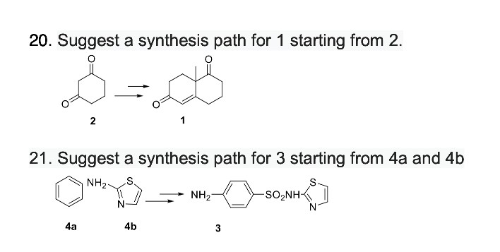 Solved 20. Suggest a synthesis path for 1 starting from 2. 2 | Chegg.com