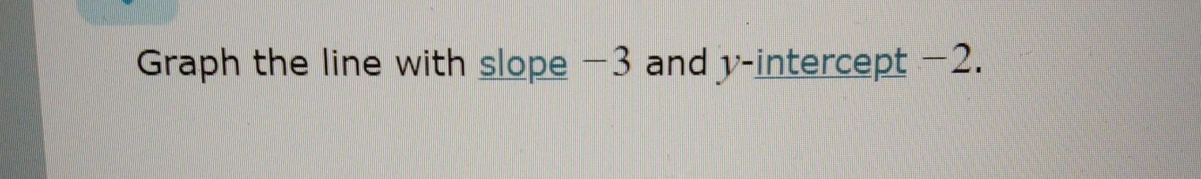 Solved Graph the line with slope -3 ﻿and y-intercept -2 . | Chegg.com