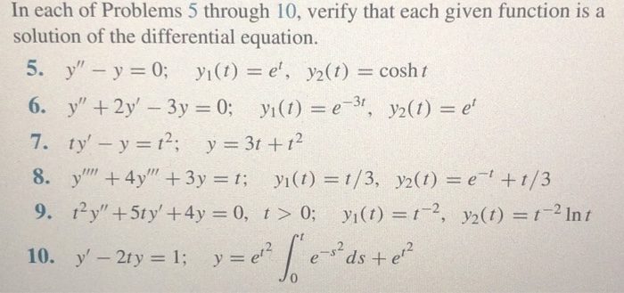 Solved In each of Problems 5 through 10, verify that each | Chegg.com