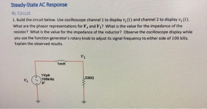 Solved Steady-state AC Response Ri. Circuit 1. Build the | Chegg.com