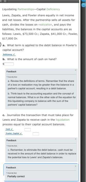 Solved Liquidating Partnerships--Capital Deficiency Lewis, | Chegg.com