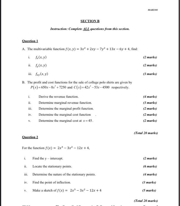 Solved A. The multivariable function | Chegg.com