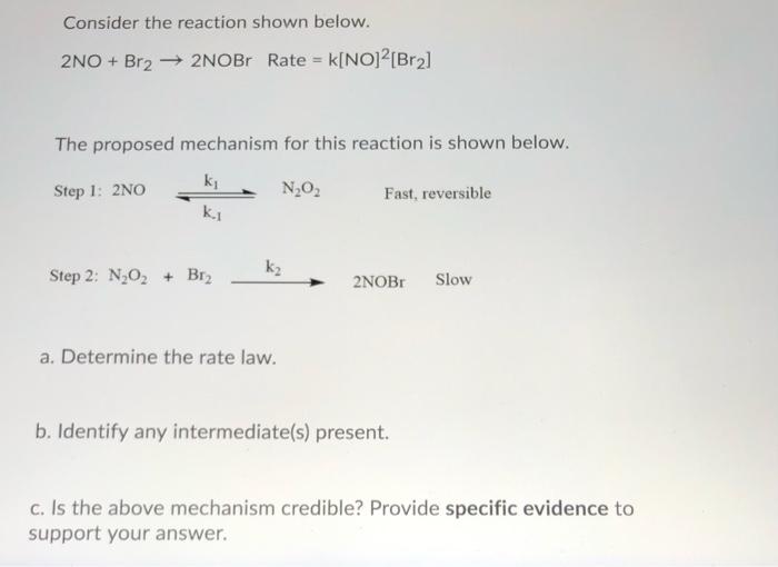 Solved Consider the reaction shown below. 2NO+ Br2 → 2NOBr | Chegg.com