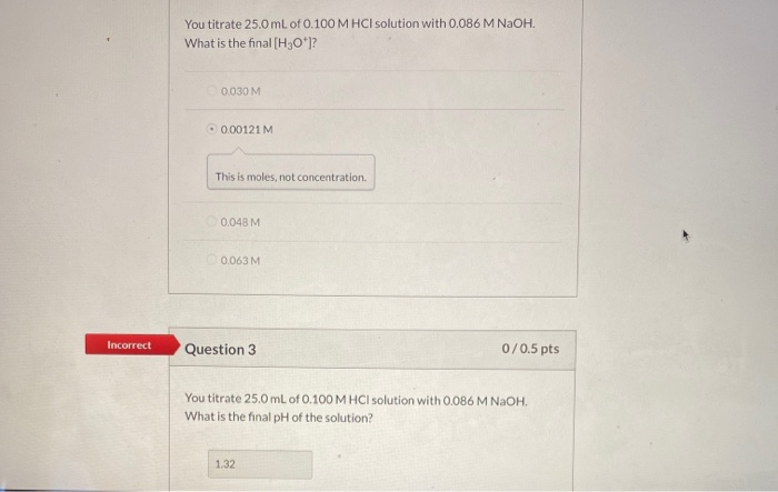 You titrate 25.0 mL of 0.100 M HCl solution with | Chegg.com