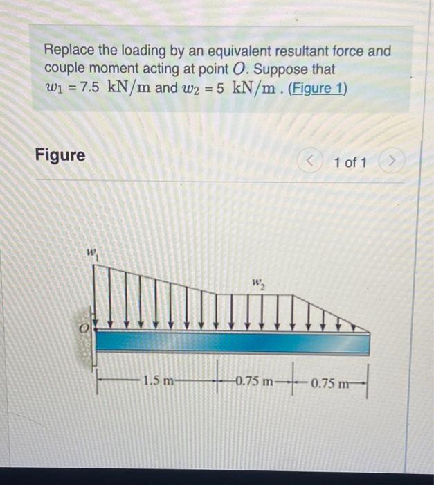 [Solved]: statics Replace the loading by an equivalent resu