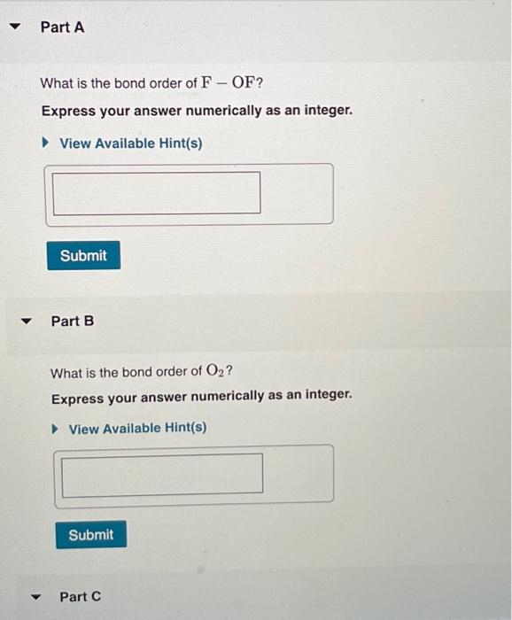 Solved 1. what is the bond order of F-OF? 2. what is the | Chegg.com