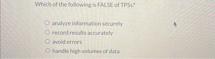 Solved Which of the following is FALSE of TPSs? analyze | Chegg.com