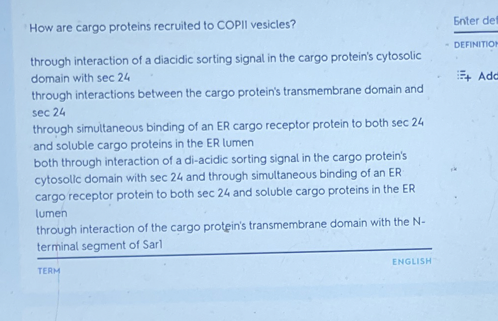 Solved How are cargo proteins recruited to COPII | Chegg.com