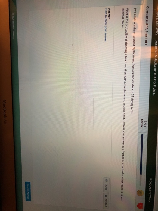 Solved Save & Exit Certify Lesson: 6.3 Multiplication Rules | Chegg.com