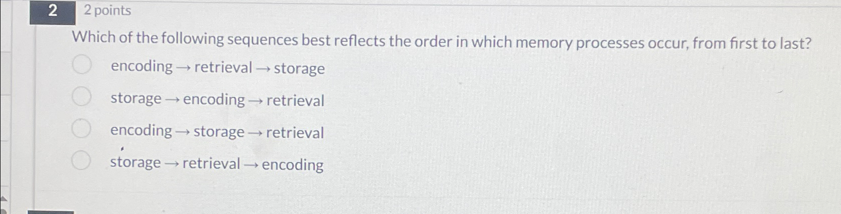 Solved 2 ﻿pointsWhich of the following sequences best | Chegg.com