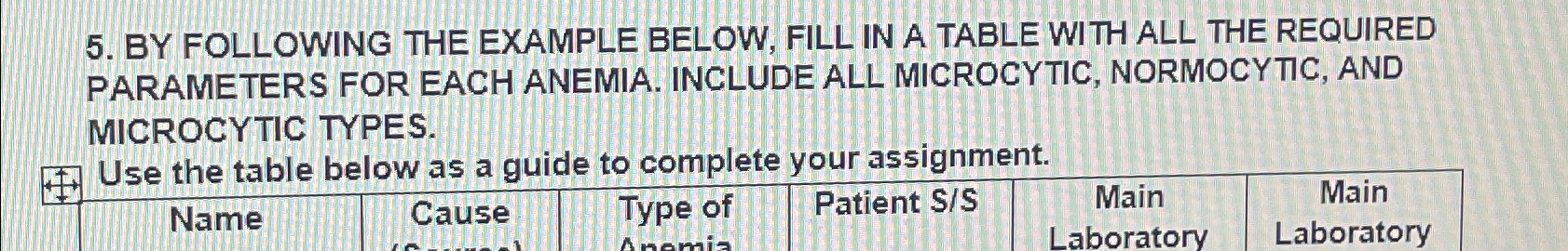 Solved BY FOLLOWING THE EXAMPLE BELOW, FILL IN A TABLE WITH | Chegg.com