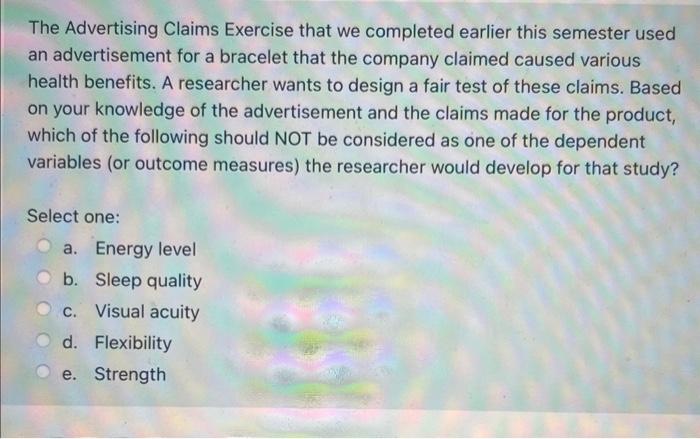 Solved The Advertising Claims Exercise that we completed | Chegg.com