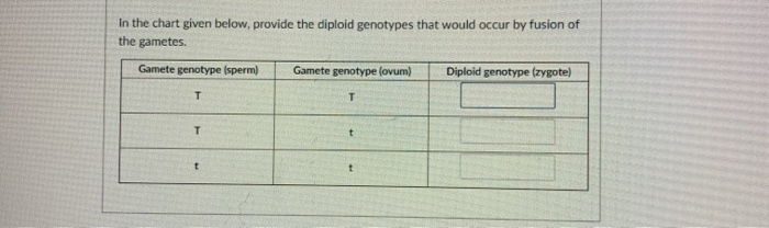 Solved In the chart given below, provide the diploid | Chegg.com