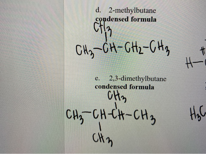 Solved D 2 methylbutane Condensed Formula Cfly Chegg