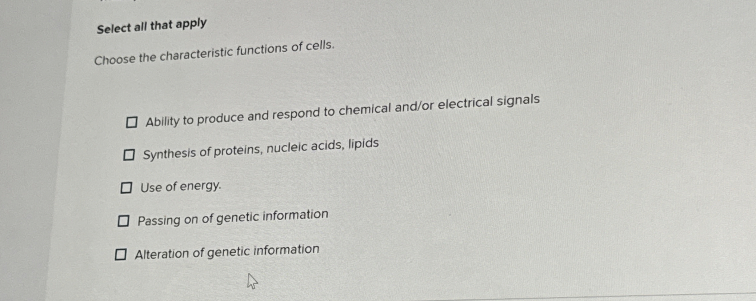 Solved Select all that applyChoose the characteristic | Chegg.com