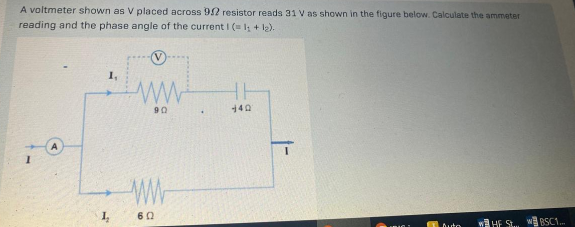 Solved A voltmeter shown as V ﻿placed across 9Ω ﻿resistor | Chegg.com