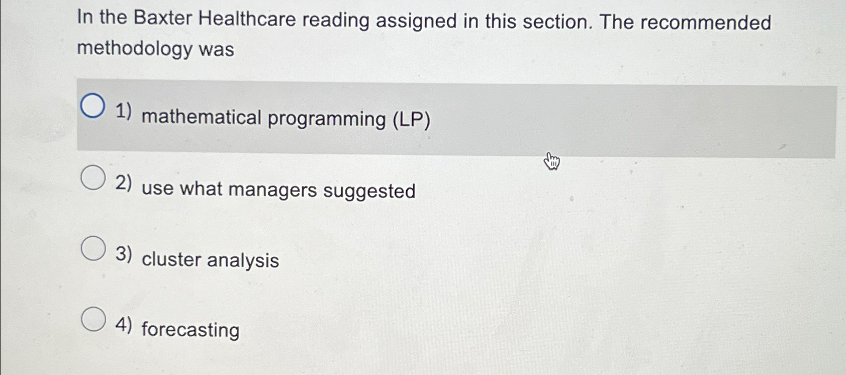 Solved In the Baxter Healthcare reading assigned in this | Chegg.com