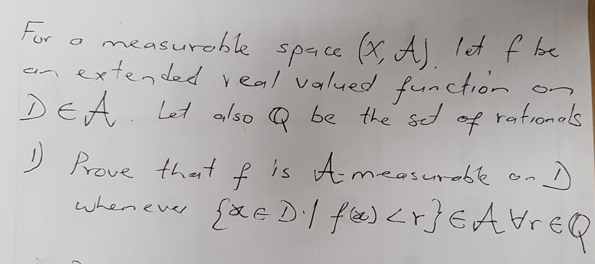 Solved For a space (x, A) let f be an measurable extended | Chegg.com
