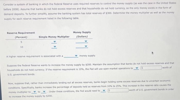 Solved Consider a system of banking in which the Federal | Chegg.com