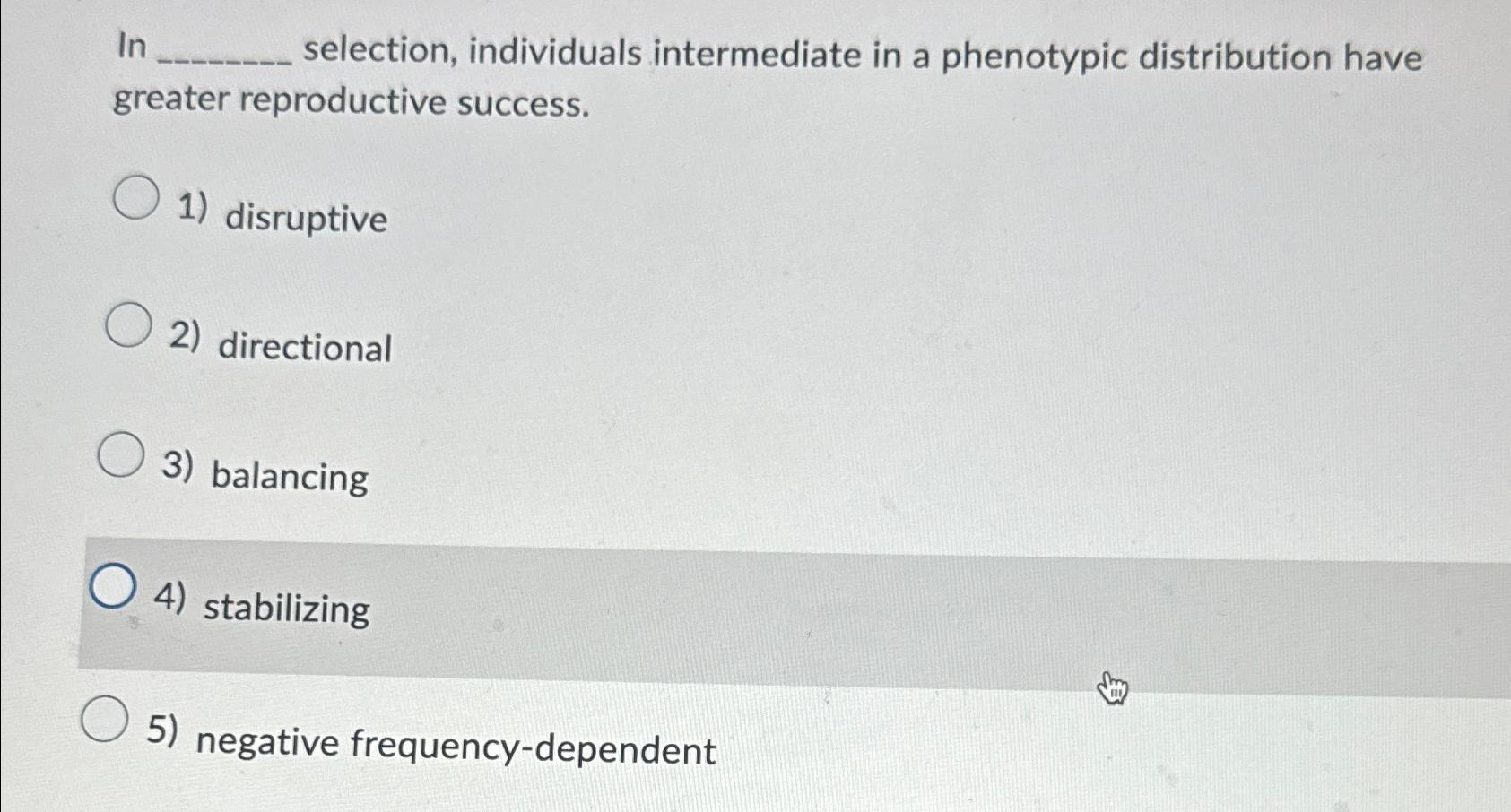 Solved In selection, individuals intermediate in a | Chegg.com
