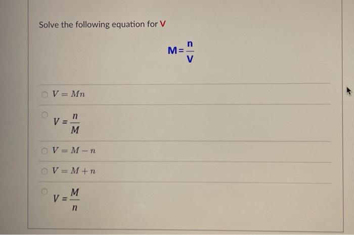 Solved Solve the following equation for M | Chegg.com