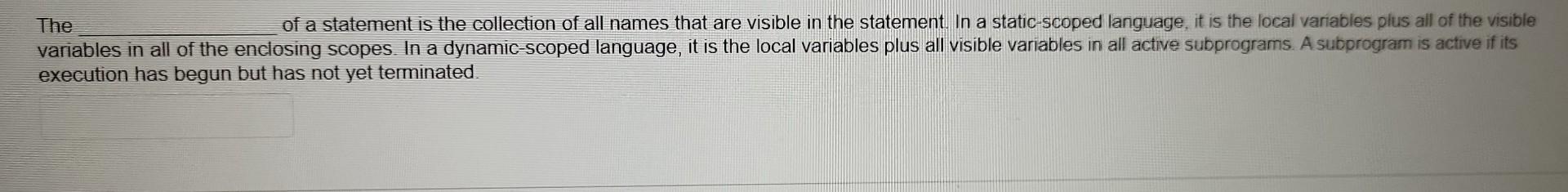 Solved The a statement is the collection of all names that | Chegg.com