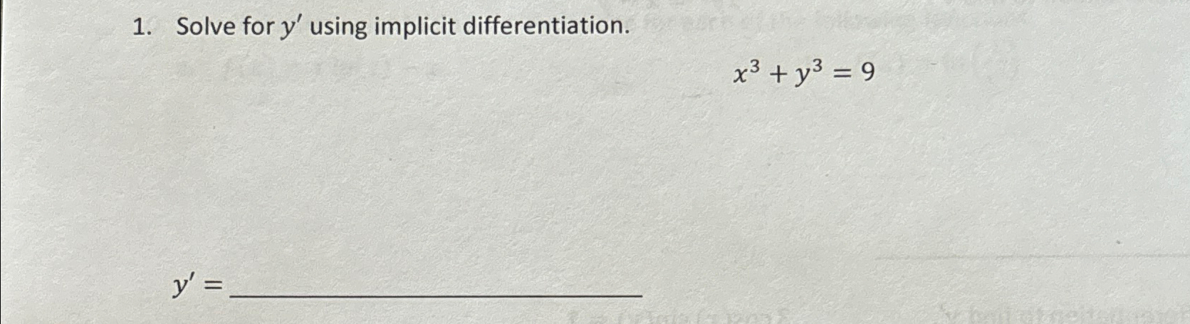 Solved Solve for y' ﻿using implicit | Chegg.com