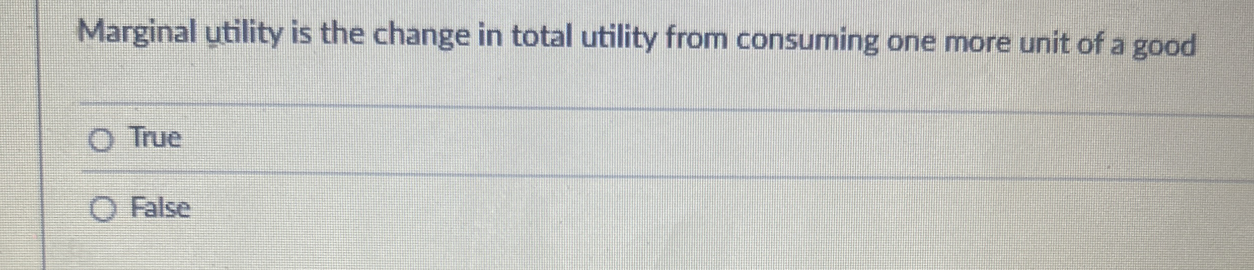 Solved Marginal utility is the change in total utility from | Chegg.com