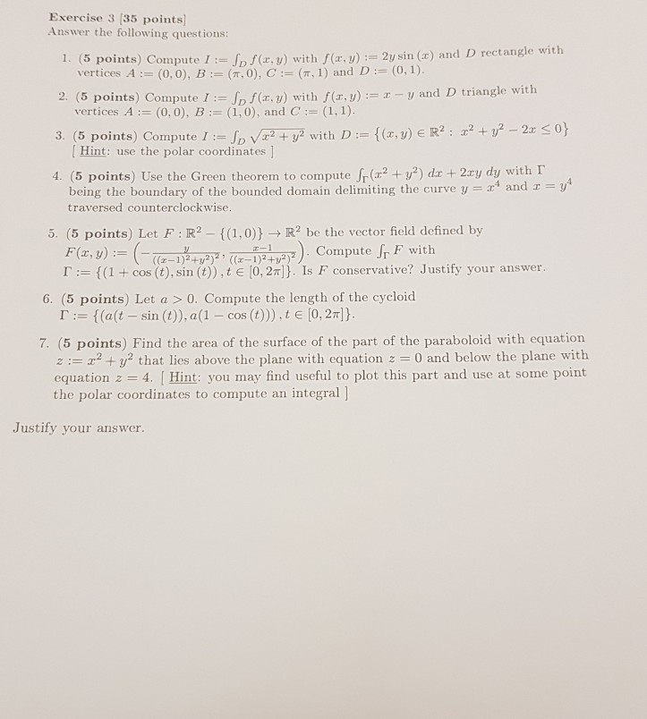 Solved Exercise 3 35 points) Answer the following questions: | Chegg.com Solved Exercise 3 35 points) Answer the following questions: | Chegg.com