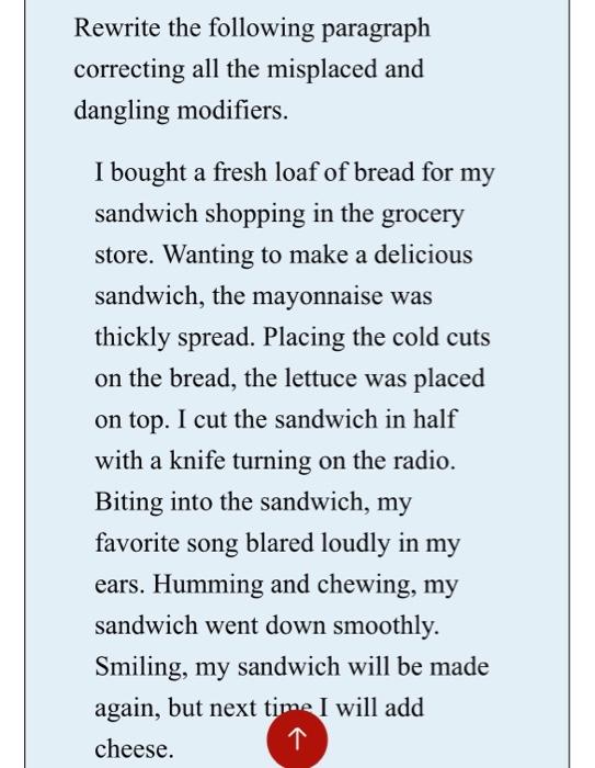 Rewrite the following paragraph correcting all the | Chegg.com