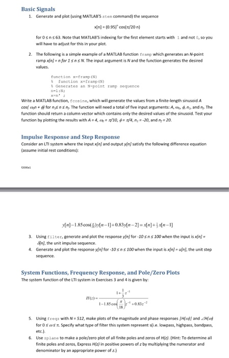 Solved Basic Signals 1. Generate and plot (using MATLAB'S | Chegg.com