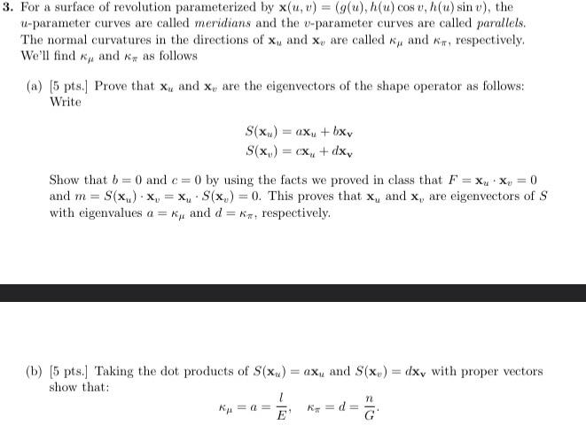 Solved 3. For a surface of revolution parameterized by | Chegg.com