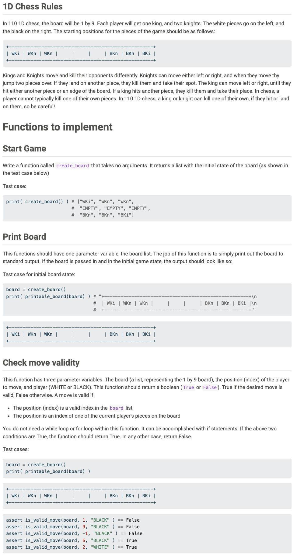 Solved In 110 1D chess, the board will be 1 ﻿by 9. ﻿Each | Chegg.com