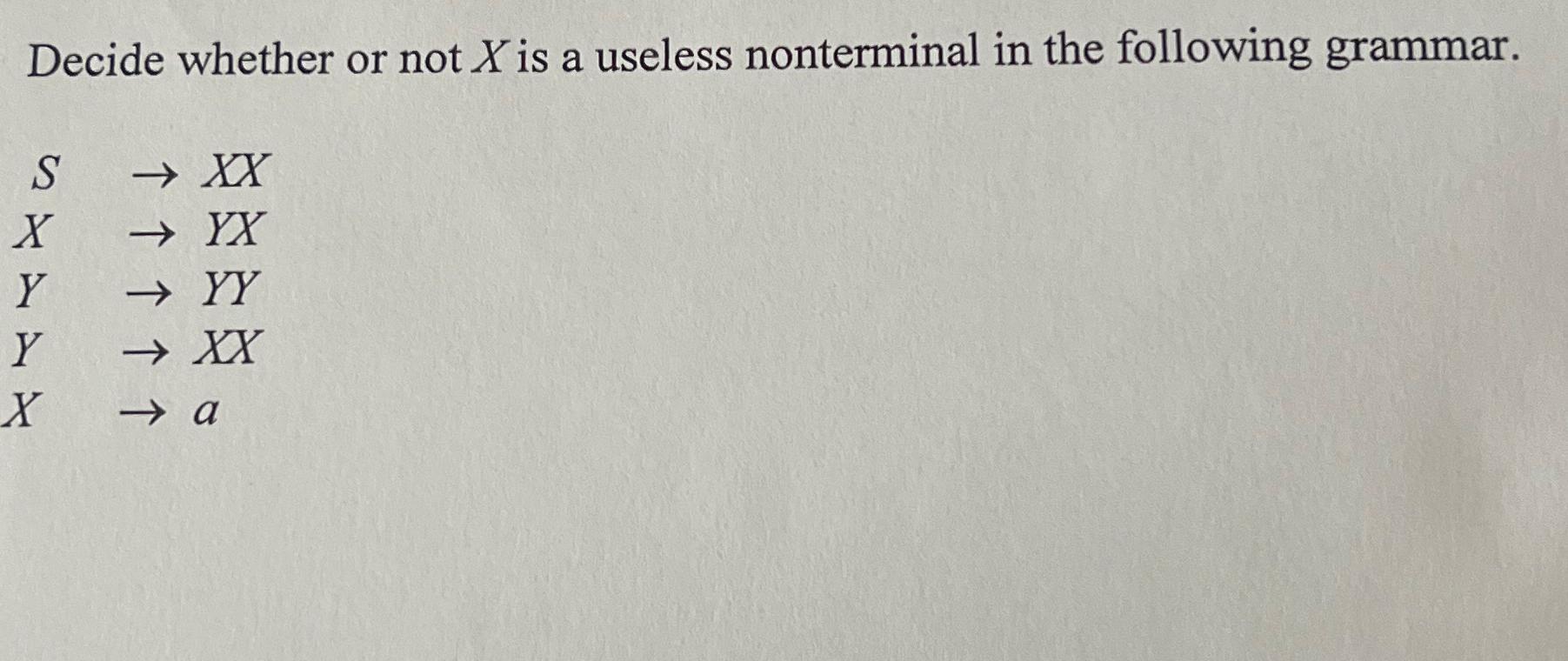 [Solved]: Decide whether or not x is a useless nonterminal i