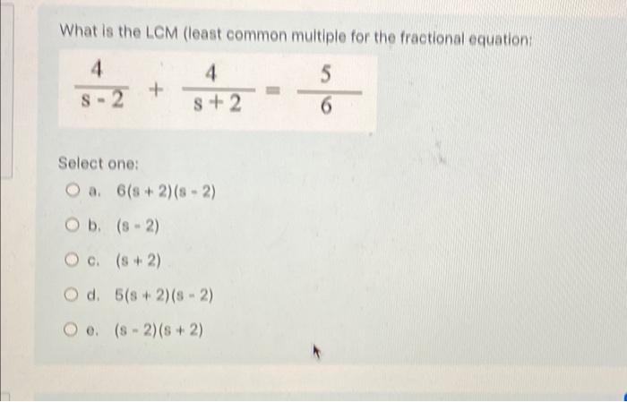 Solved What is the LCM (least common multiple for the | Chegg.com