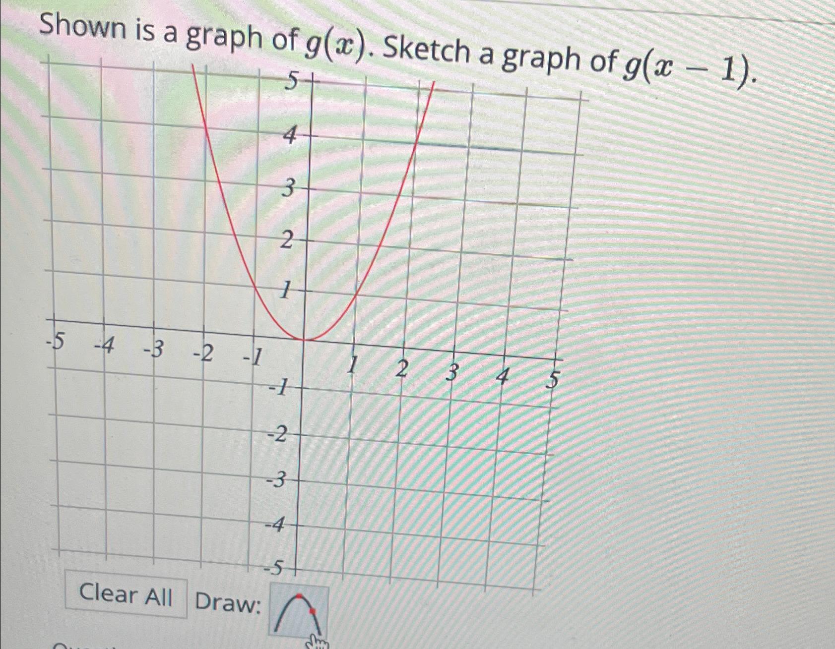 Solved Shown is a graph of g(x). ﻿Sketch a graph of | Chegg.com