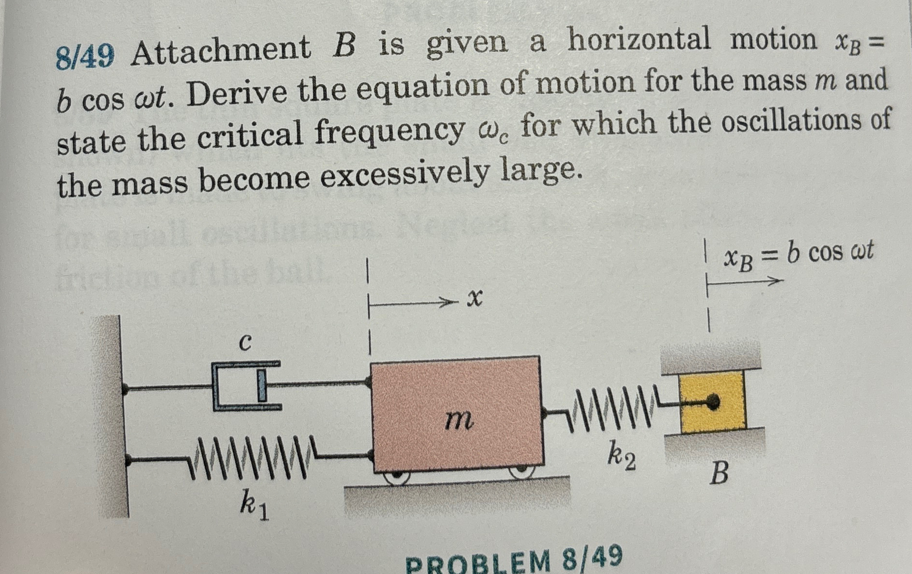 Solved 8/49 ﻿Attachment B ﻿is given a horizontal motion xB= | Chegg.com