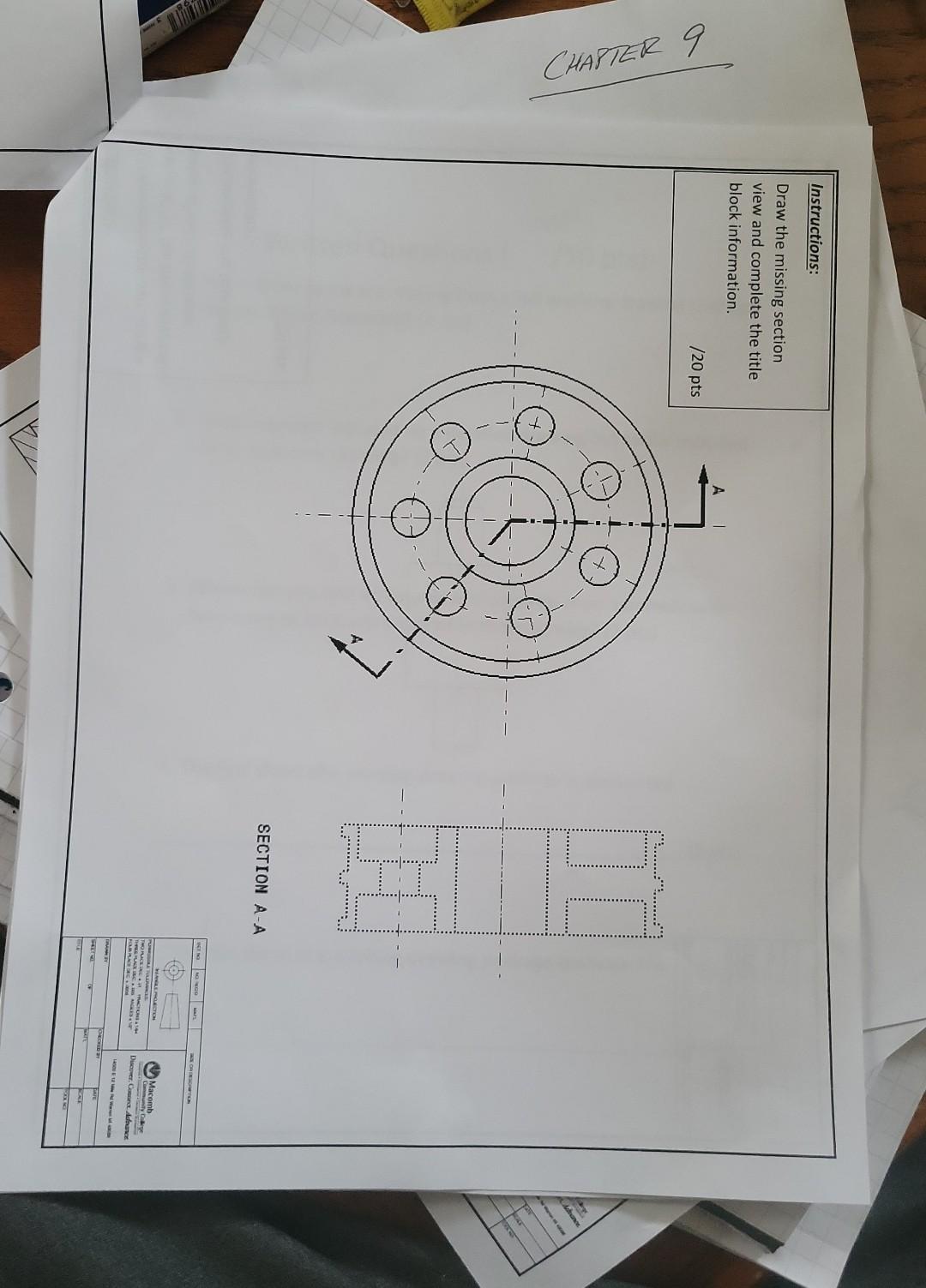 Solved Instructions: Draw the missing section view and | Chegg.com