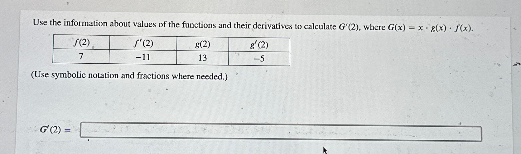 Solved Use the information about values of the functions and | Chegg.com